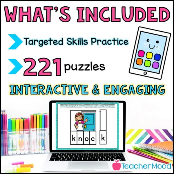 Blends and Digraphs Phonics Games | Phonics Word Work Puzzles | Made By ...