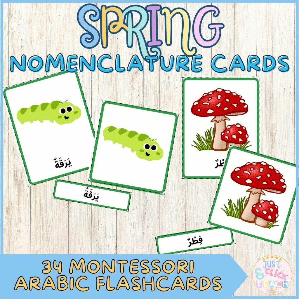 Arabic Spring Vocabulary Flashcards, Montessori 3-Part flashcards|ESL ...