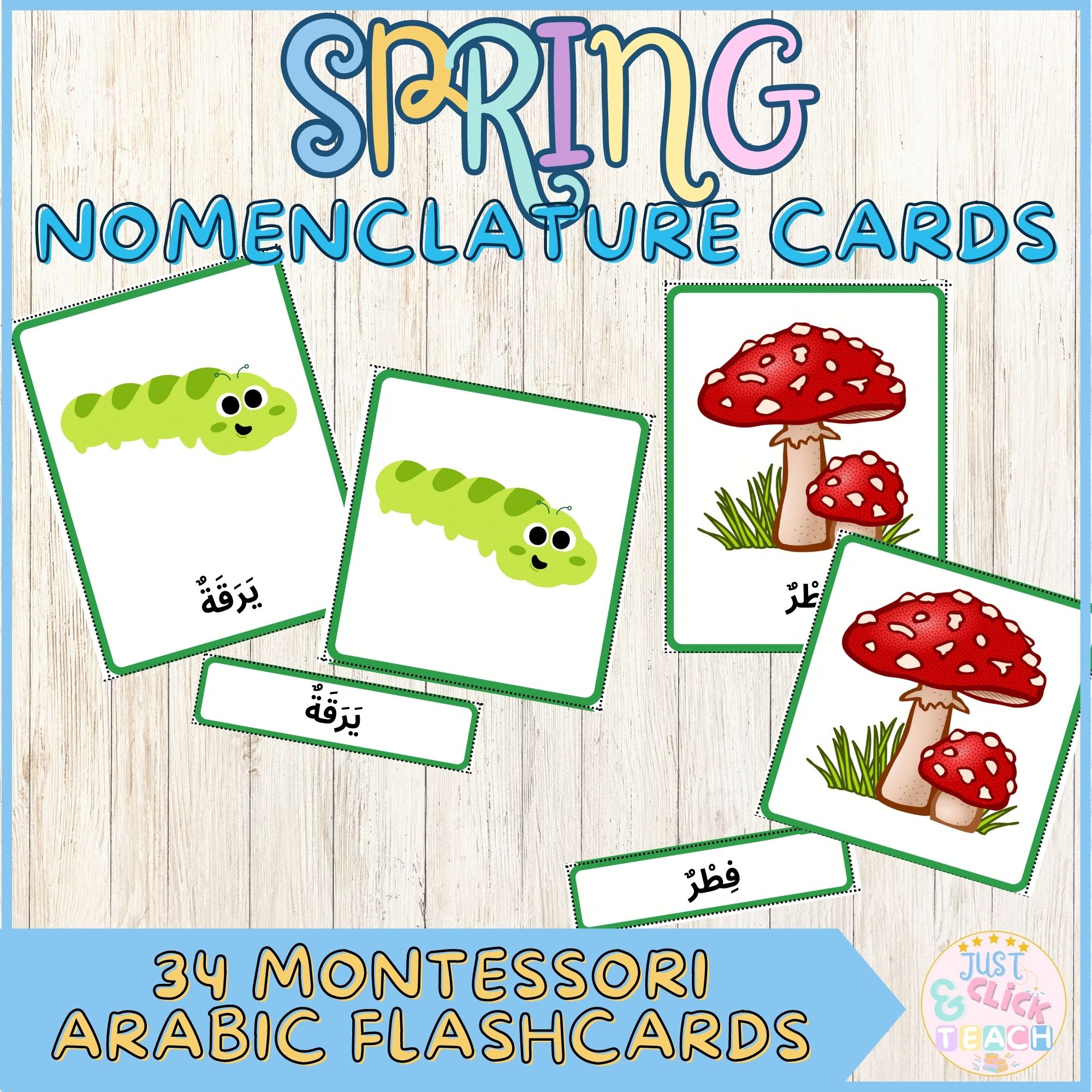 Arabic Spring Vocabulary Flashcards, Montessori 3-Part flashcards|ESL ...