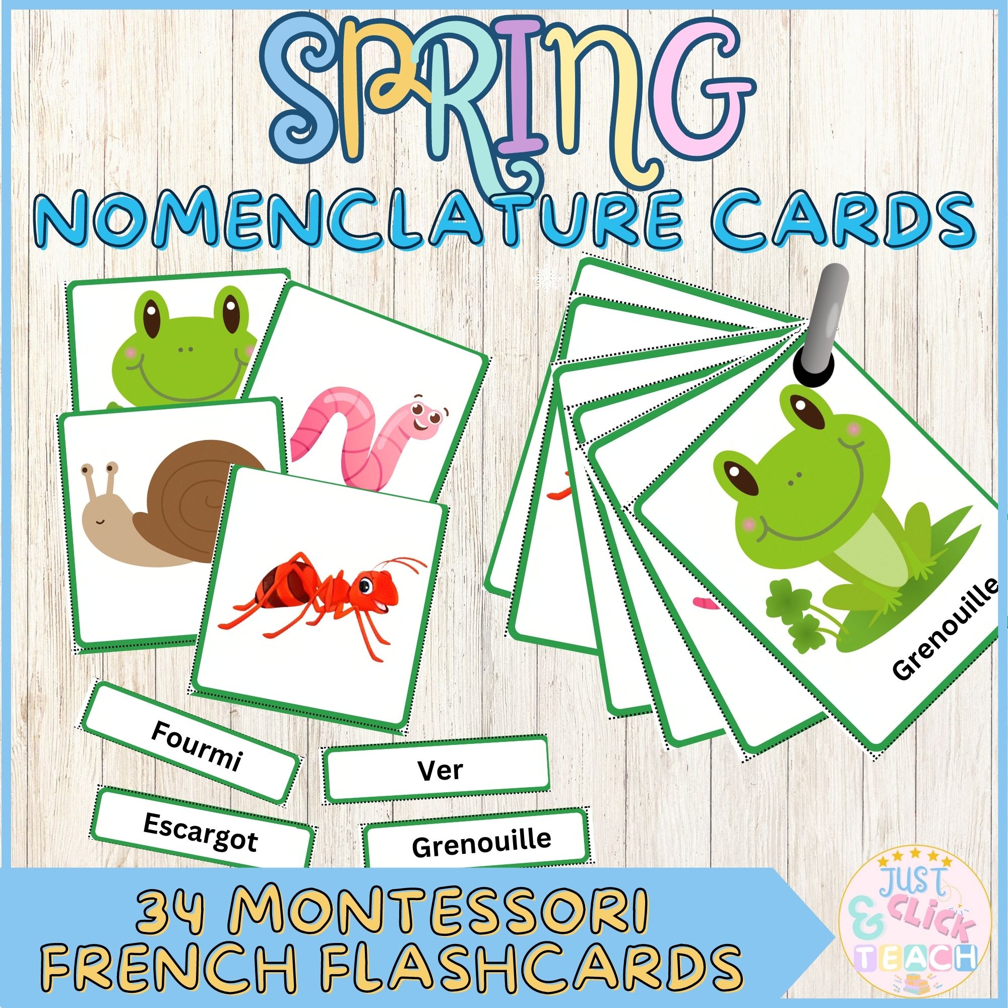 Spring French Vocabulary Flashcards, Montessori 3-Part flashcards|ESL ...