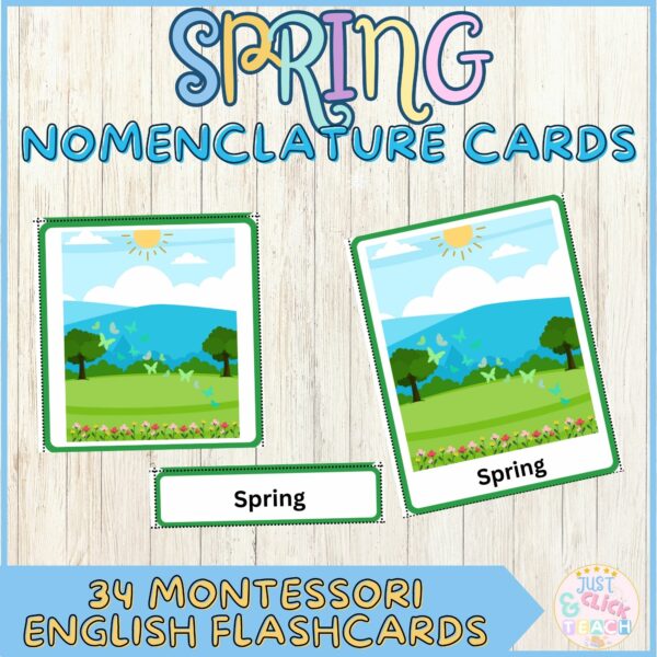 Spring Vocabulary Flashcards, Montessori 3-Part flashcards | ESL ...