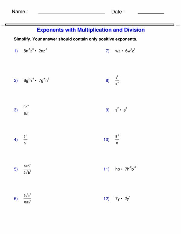 Exponents and Radicals - Exponents with Multiplication and Division ...