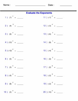Exponents and Radicals - Solving Integers with Exponents Worksheets ...