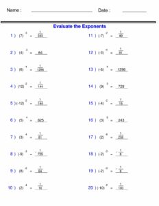 Exponents and Radicals - Solving Integers with Exponents Worksheets ...