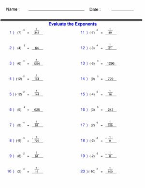 Exponents and Radicals - Solving Integers with Exponents Worksheets ...