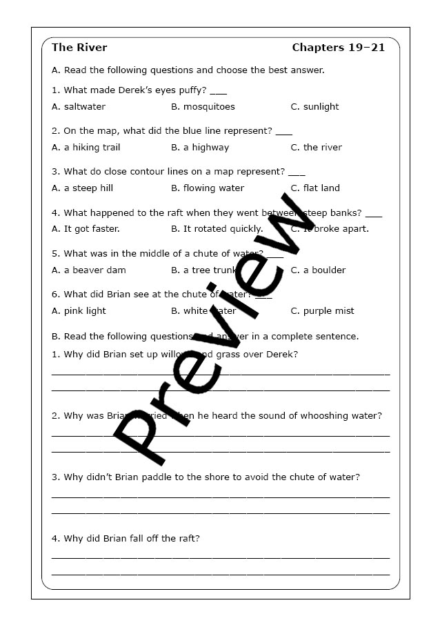 Gary Paulsen "The River" worksheets | Made By Teachers