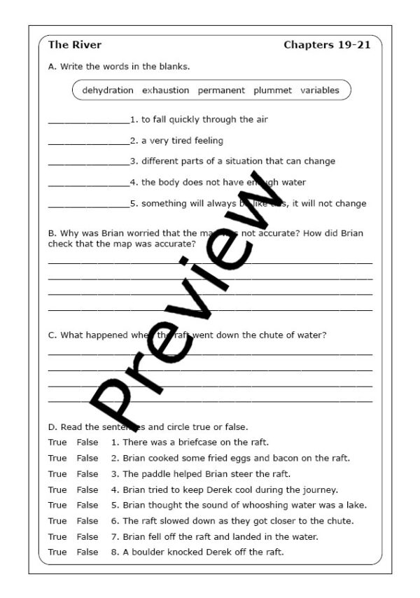 Gary Paulsen "The River" worksheets | Made By Teachers