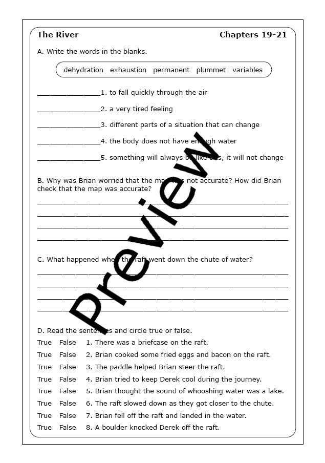 Gary Paulsen "The River" worksheets | Made By Teachers