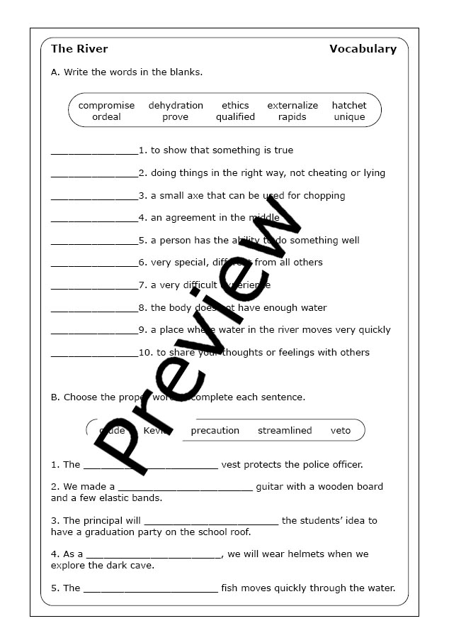 Gary Paulsen "The River" worksheets | Made By Teachers