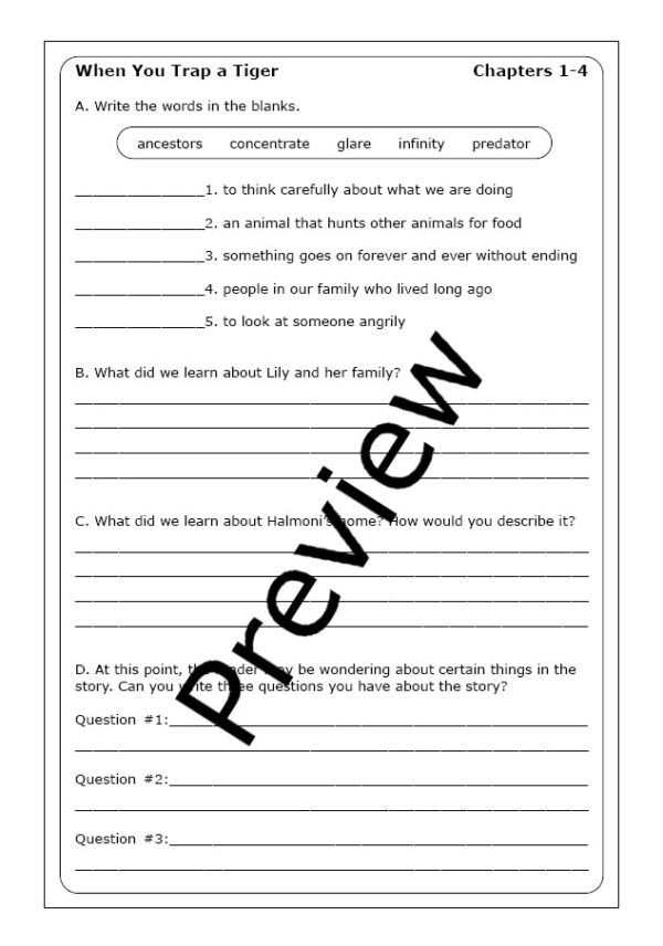 Tae Keller "When You Trap a Tiger" worksheets | Made By Teachers