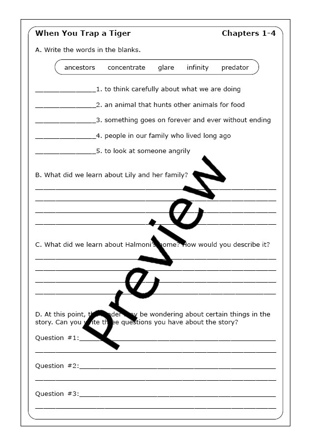 Tae Keller "When You Trap a Tiger" worksheets | Made By Teachers