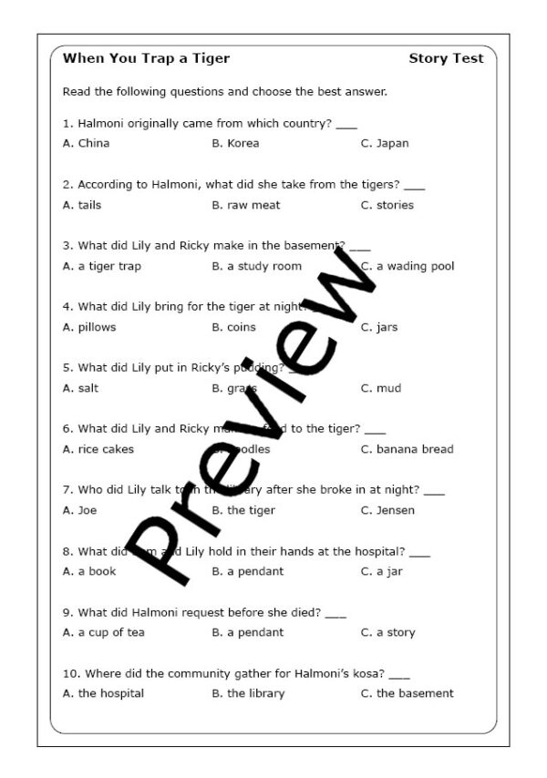Tae Keller "When You Trap a Tiger" worksheets | Made By Teachers