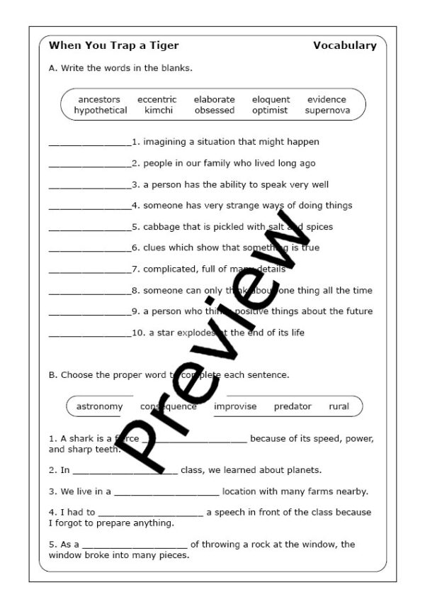 Tae Keller "When You Trap a Tiger" worksheets | Made By Teachers