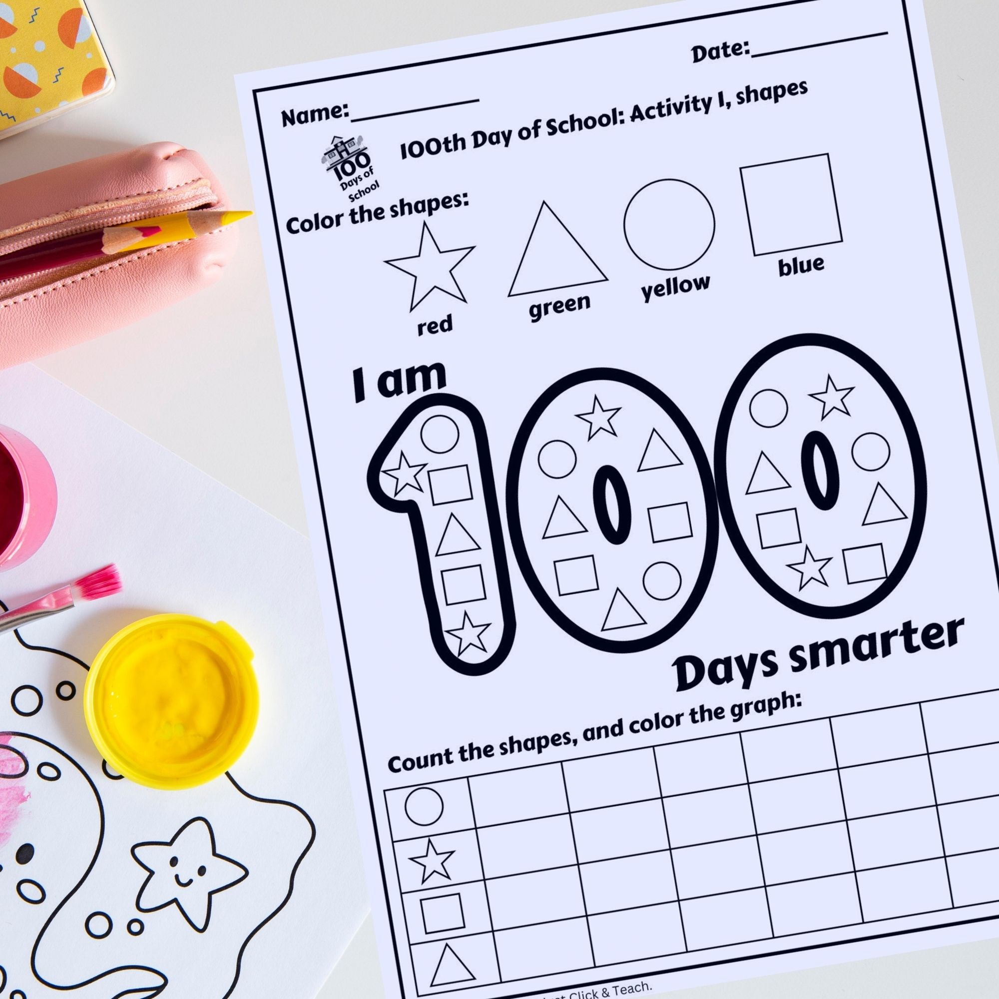 FREE 100 days of school NO PREP activities | No prep worksheets ...