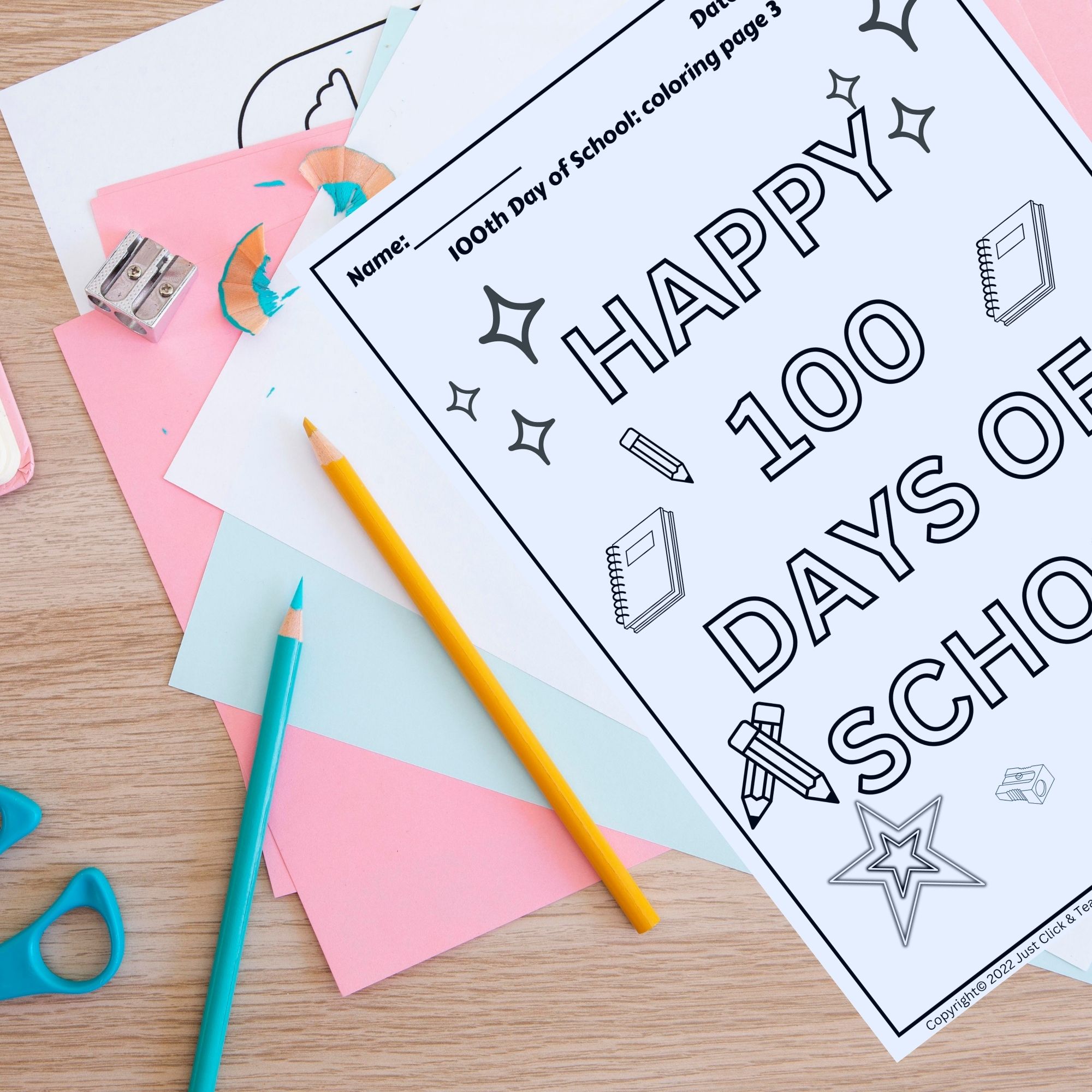 100 days of school NO PREP activities worksheets | puzzles| Coloring ...
