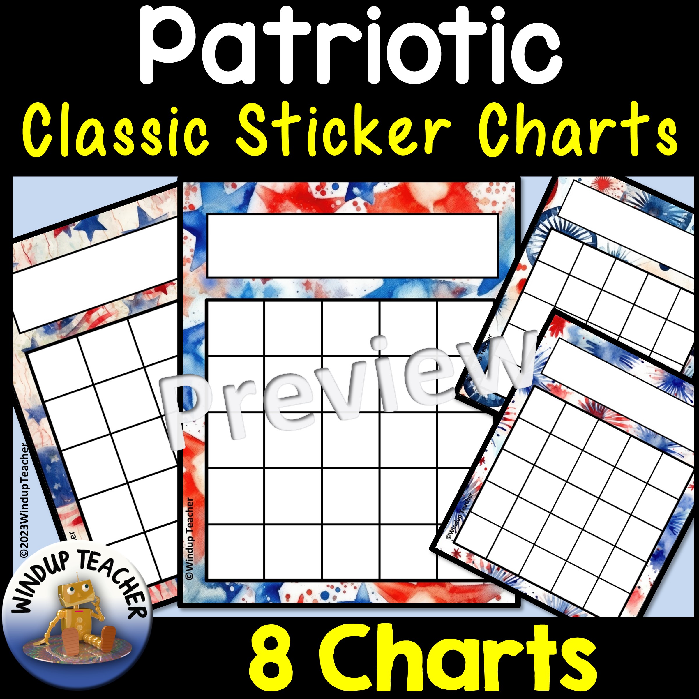 Patriotic USA Classic Sticker Charts | Made By Teachers