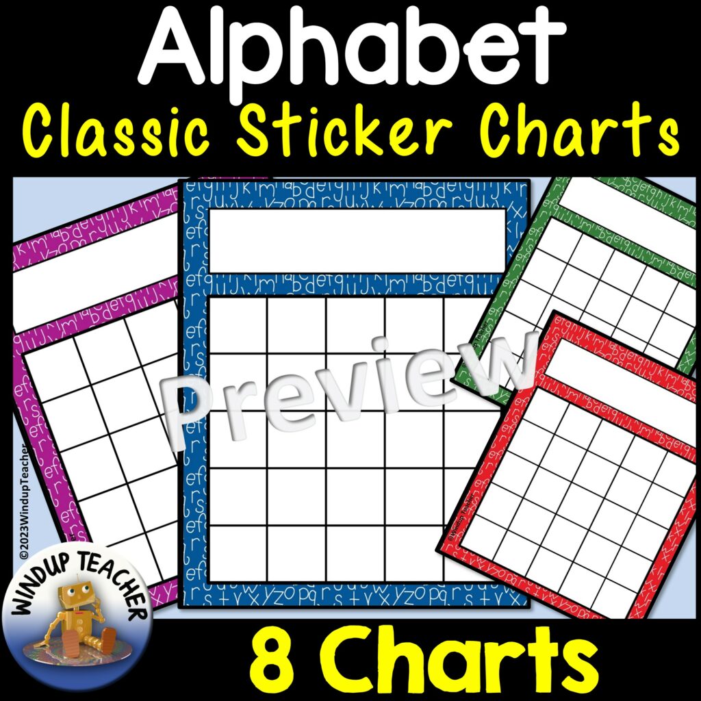 Colorful Alphabet Classic Sticker Charts | Made By Teachers