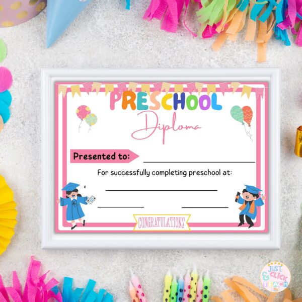 End of year preschool certificates | Text-Editable certificates ...