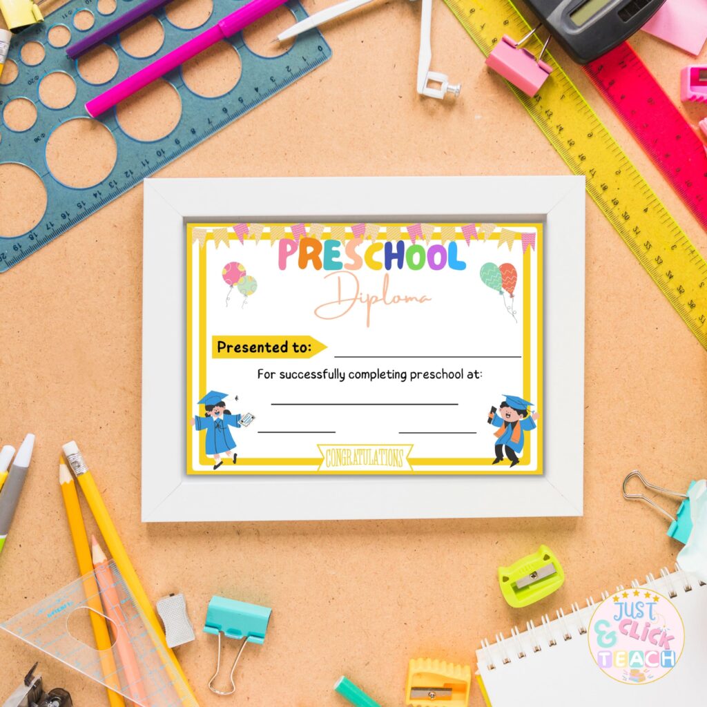 End of year preschool certificates | Text-Editable certificates ...
