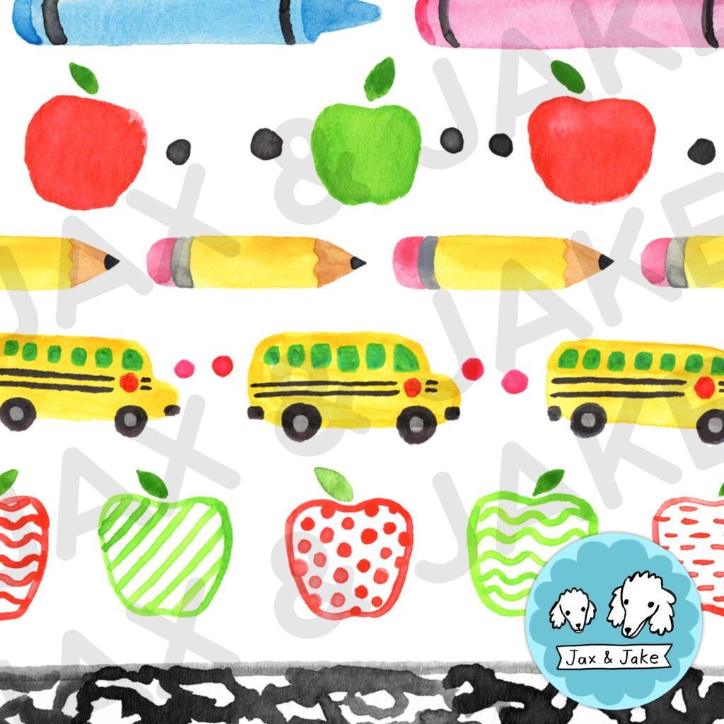 Watercolor Back To School Clipart Borders - Crayon, Apple, Teacher Clip ...
