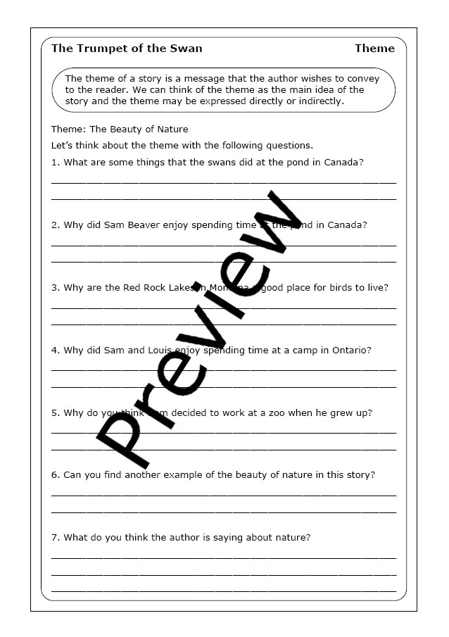 E. B. White "The Trumpet of the Swan" worksheets | Made By Teachers