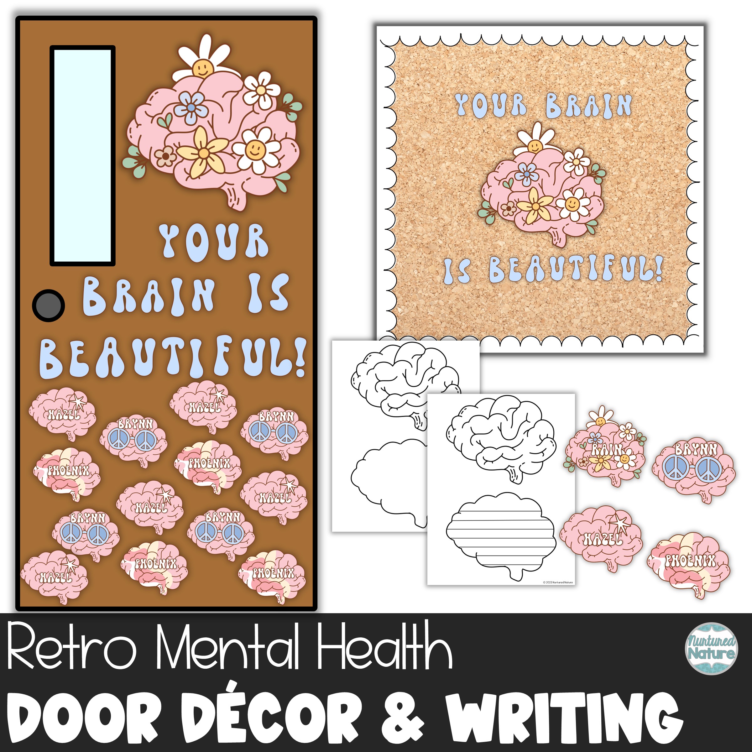 Retro Classroom Decor - Printable SEL Bulletin Board Border - Mental ...