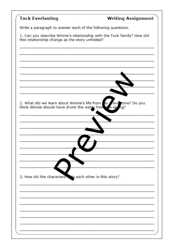 Natalie Babbitt "Tuck Everlasting" worksheets | Made By Teachers