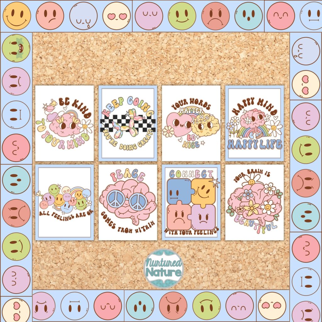 Mental Health Bulletin Board Bundle - Retro Classroom Decor - Printable ...
