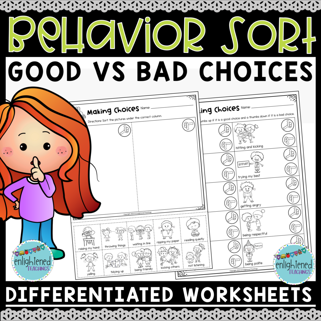Good vs Bad Behavior Sort Worksheets, Behavior Sorting Mats NO PREP ...