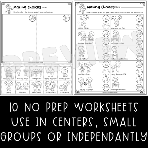 Good vs Bad Behavior Sort Worksheets, Behavior Sorting Mats NO PREP ...