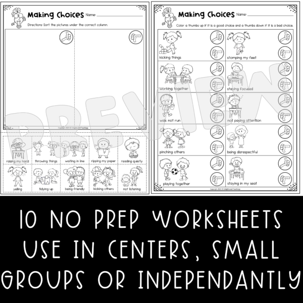 Good vs Bad Behavior Sort Worksheets, Behavior Sorting Mats NO PREP ...