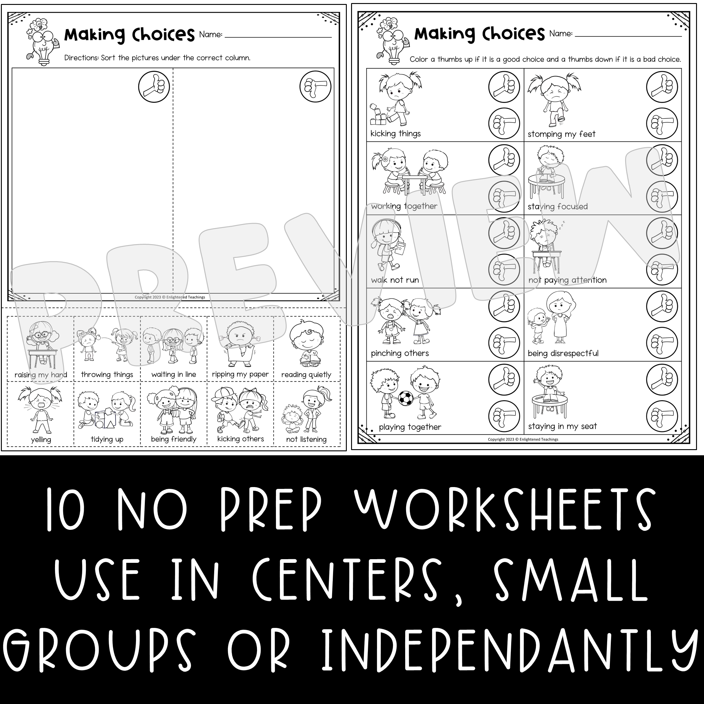 Good vs Bad Behavior Sort Worksheets, Behavior Sorting Mats NO PREP ...