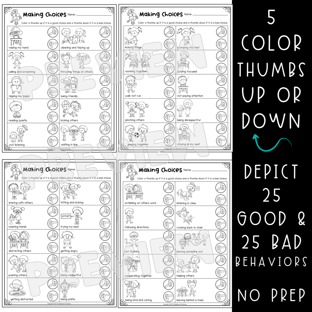 Good vs Bad Behavior Sort Worksheets, Behavior Sorting Mats NO PREP ...