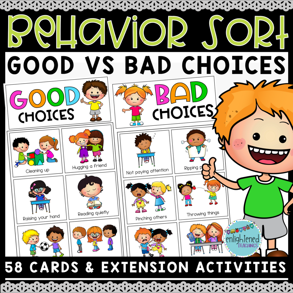 Good vs Bad Behavior Activities BUNDLE Cards, Worksheets & Booklet ...