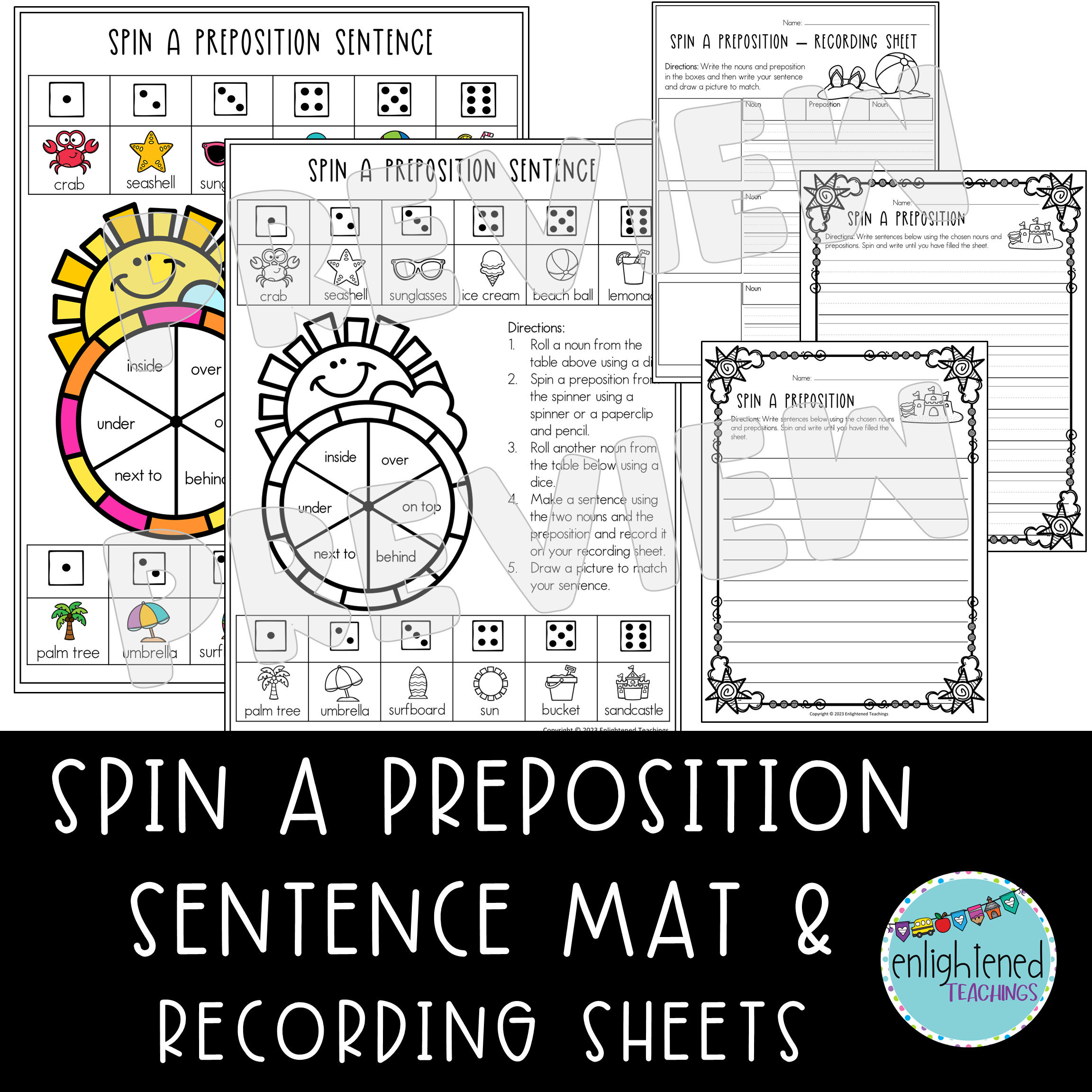 Summer Prepositions Sentence Building Worksheet Summer Preposition ...