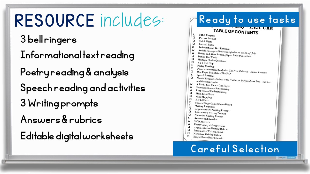 Independence Day Unit - 4th of July Paired Reading, Prompts - Print and ...