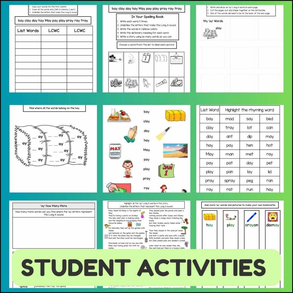 Long A Phonics Activities - Spelling Letter Pattern 'ay' - Worksheets ...