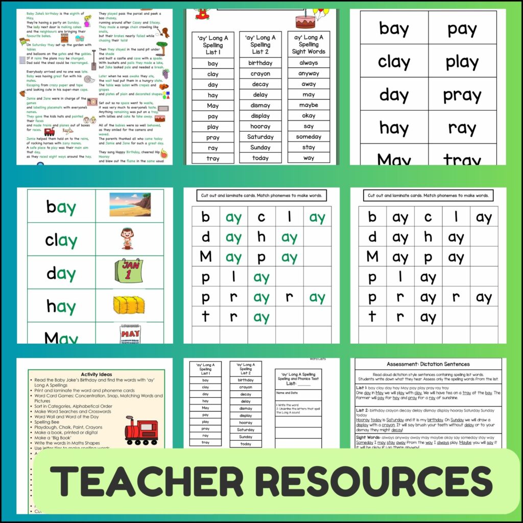 Long A Phonics Activities - Spelling Letter Pattern 'ay' - Worksheets ...