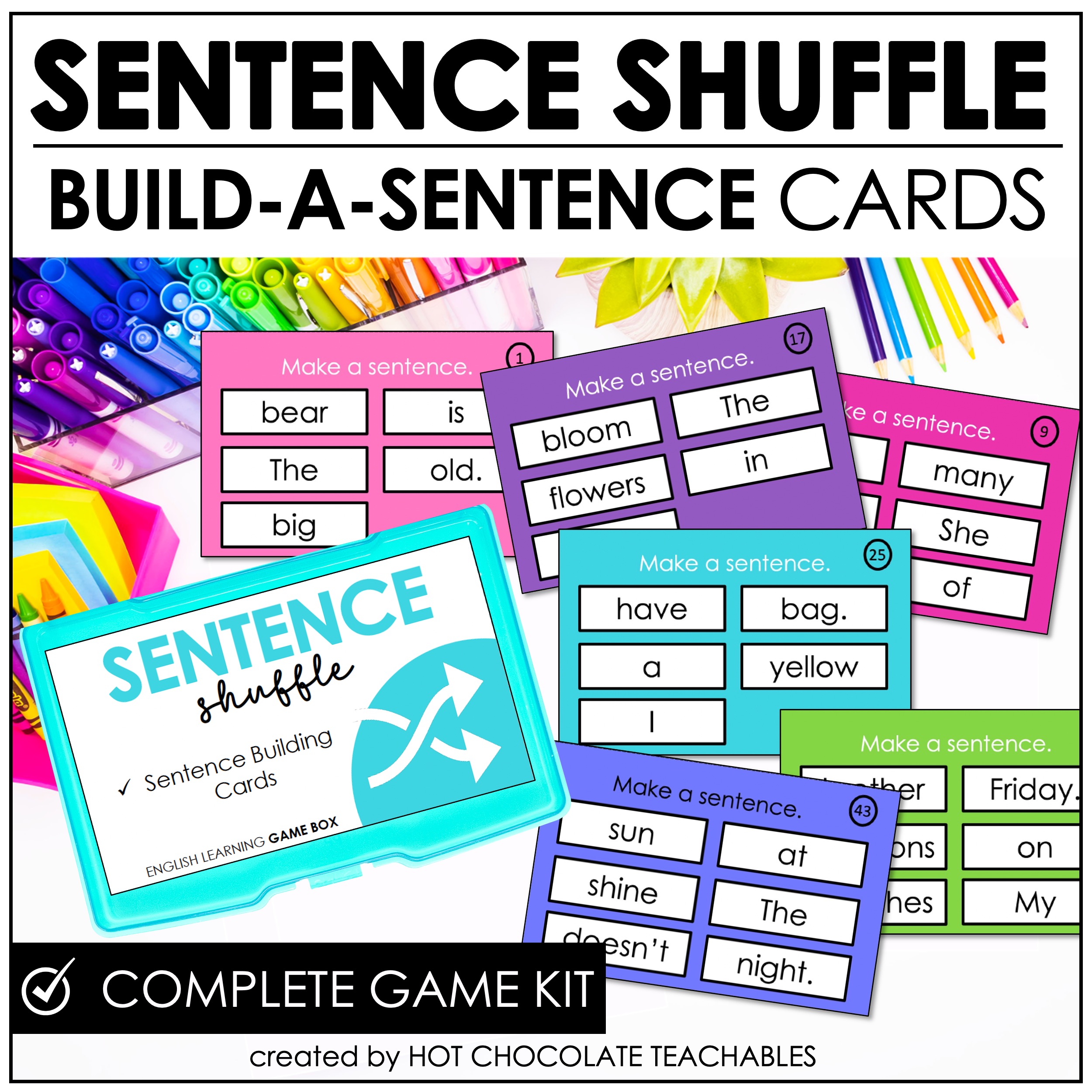 Sentence Building Activity Cards - Present Simple Build-A-Sentence Game ...