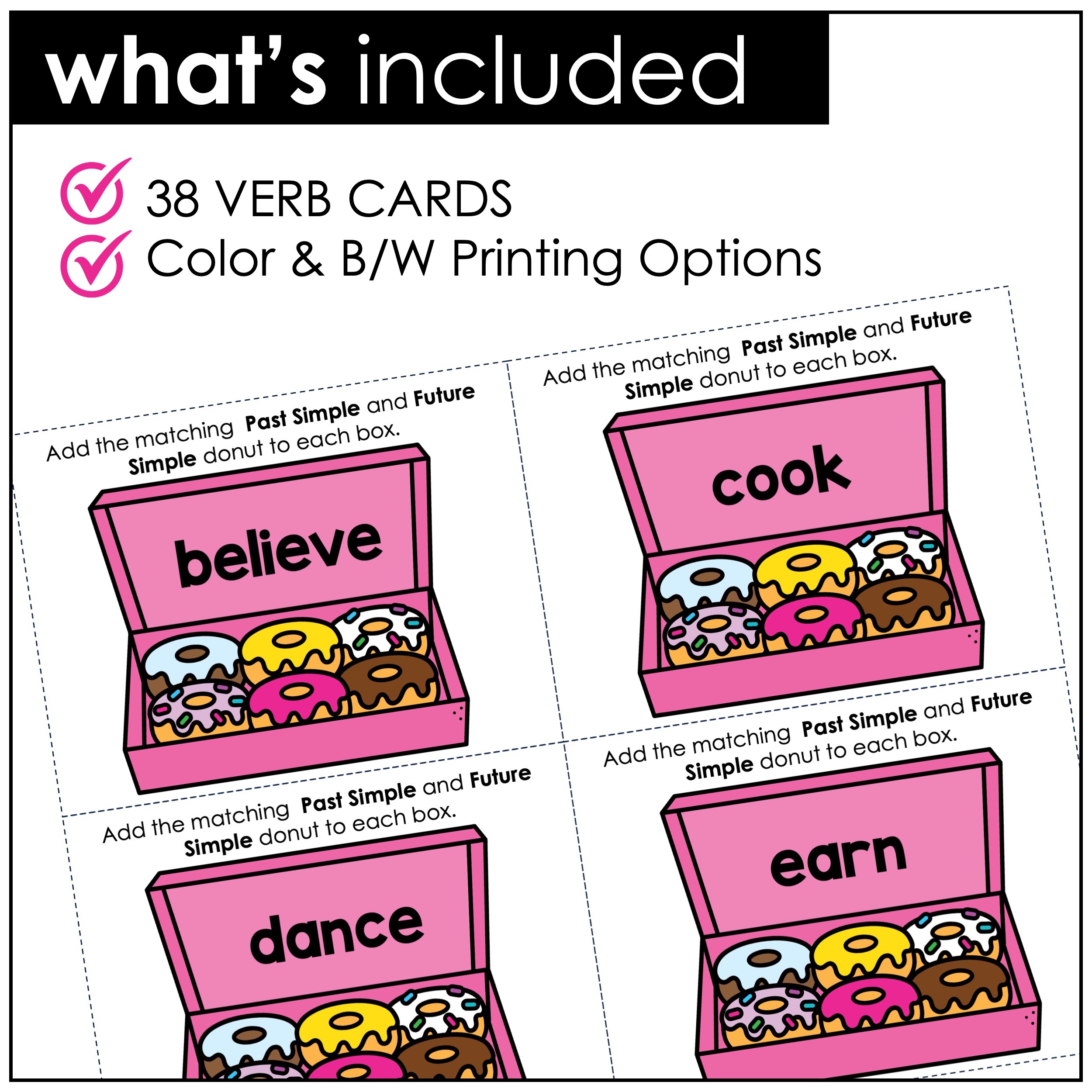 Regular Verb Matching Activity - Present Simple, Past Simple and Future ...