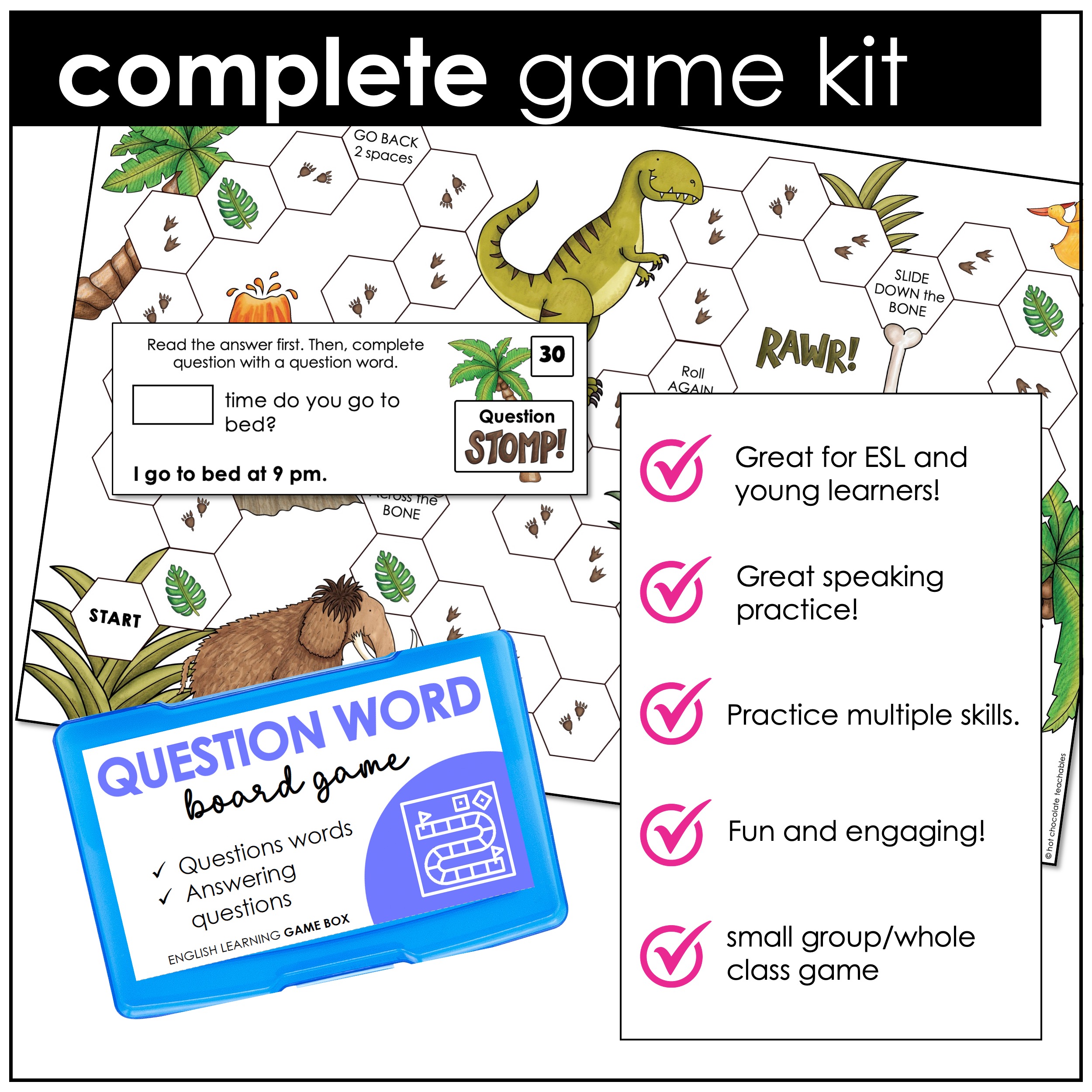 Question Word Board Game with Question Cards : What Where Why When ...