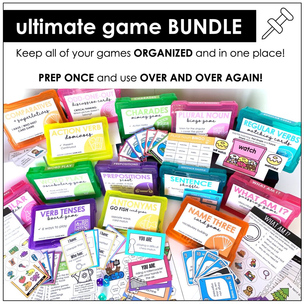 English Games Bundle - Parts of Speech, Verbs, Nouns, Prepositions ...