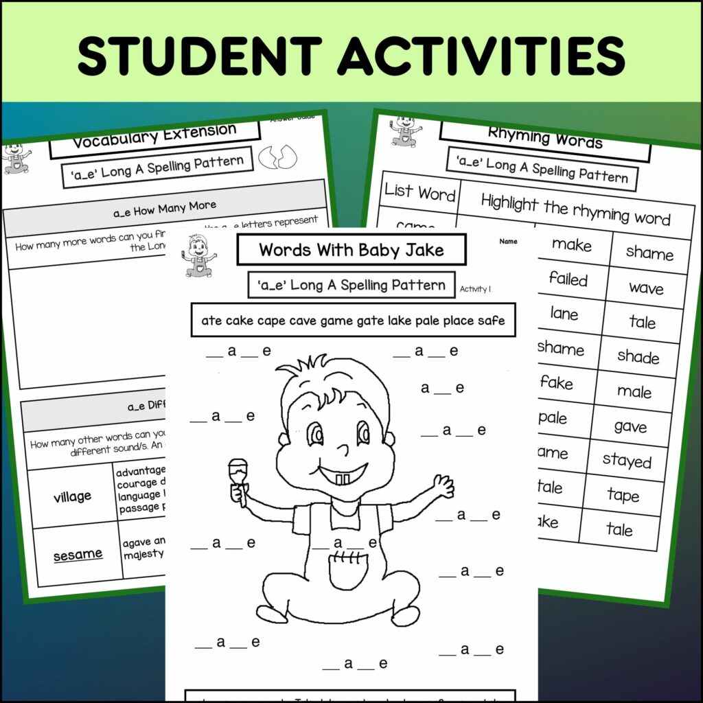 Long A Phonics Activities - Spelling Letter Pattern 'a-e' - Worksheets ...