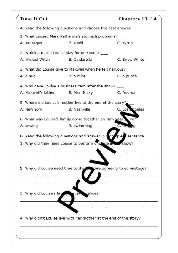Jamie Sumner "Tune It Out" worksheets | Made By Teachers