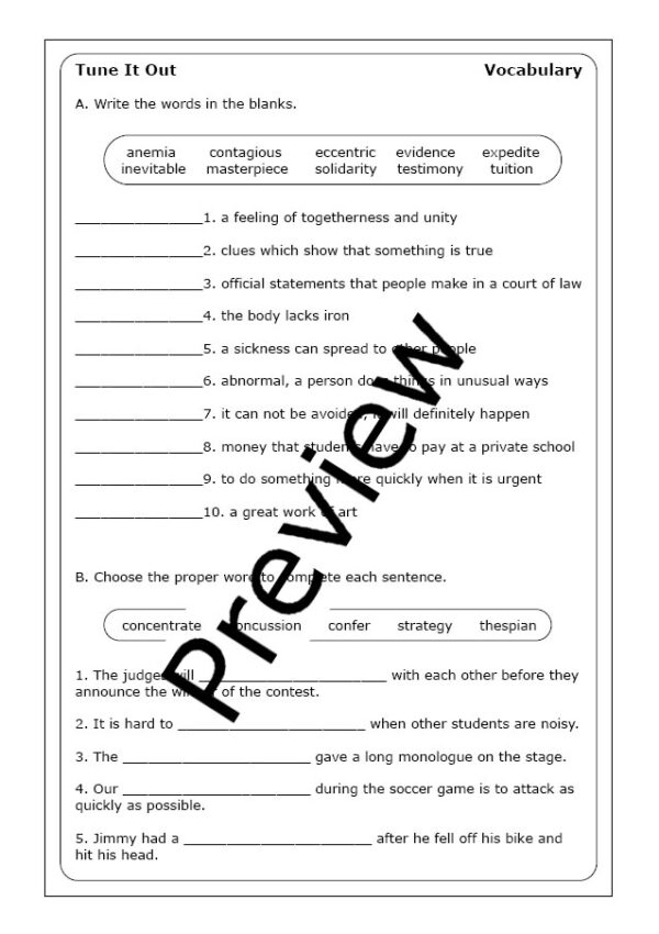Jamie Sumner "Tune It Out" worksheets | Made By Teachers