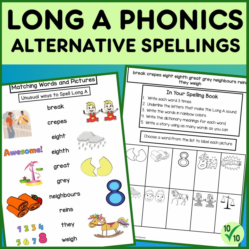 Long A Phonics Activities - Alternative Letter Patterns - Spelling ...