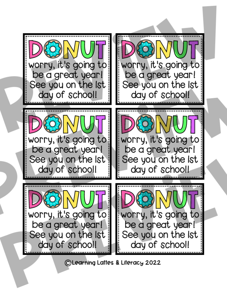 Donut Back to School Gift Tags Treats Welcome New School Year Meet the ...