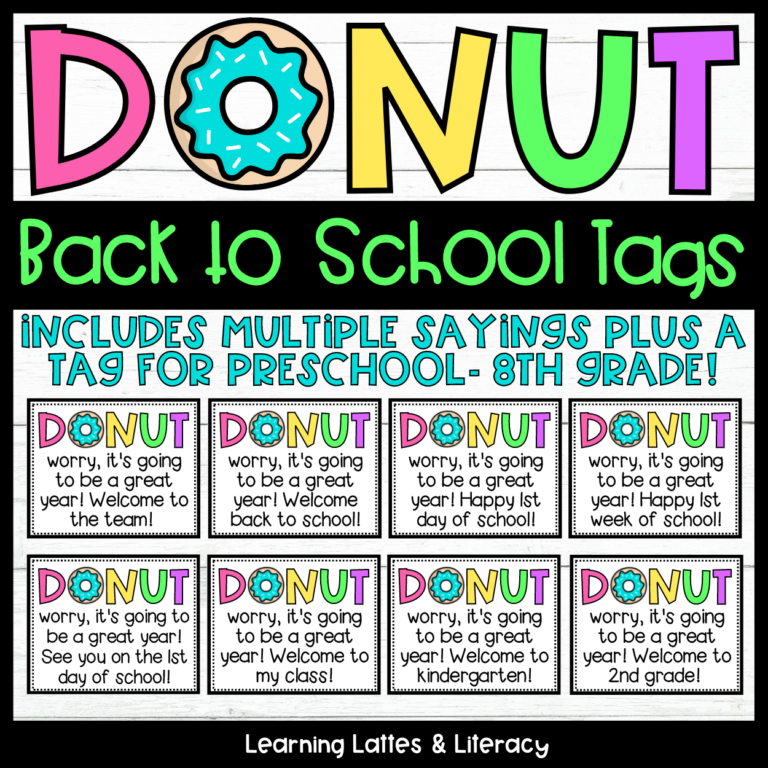 Donut Back to School Gift Tags Treats Welcome New School Year Meet the ...