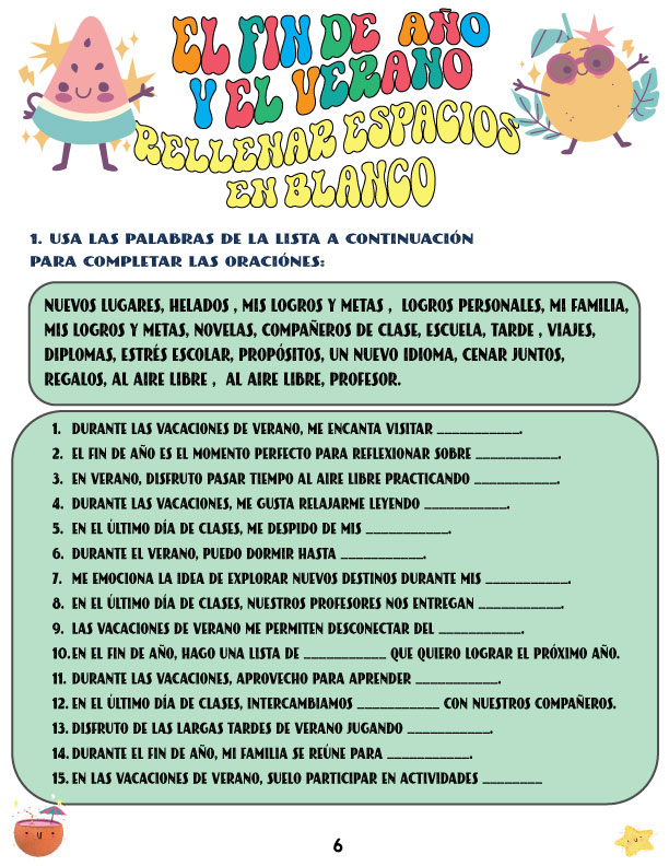 End of the Year activities in Spanish-NO PREP! Actividades del Verano ...