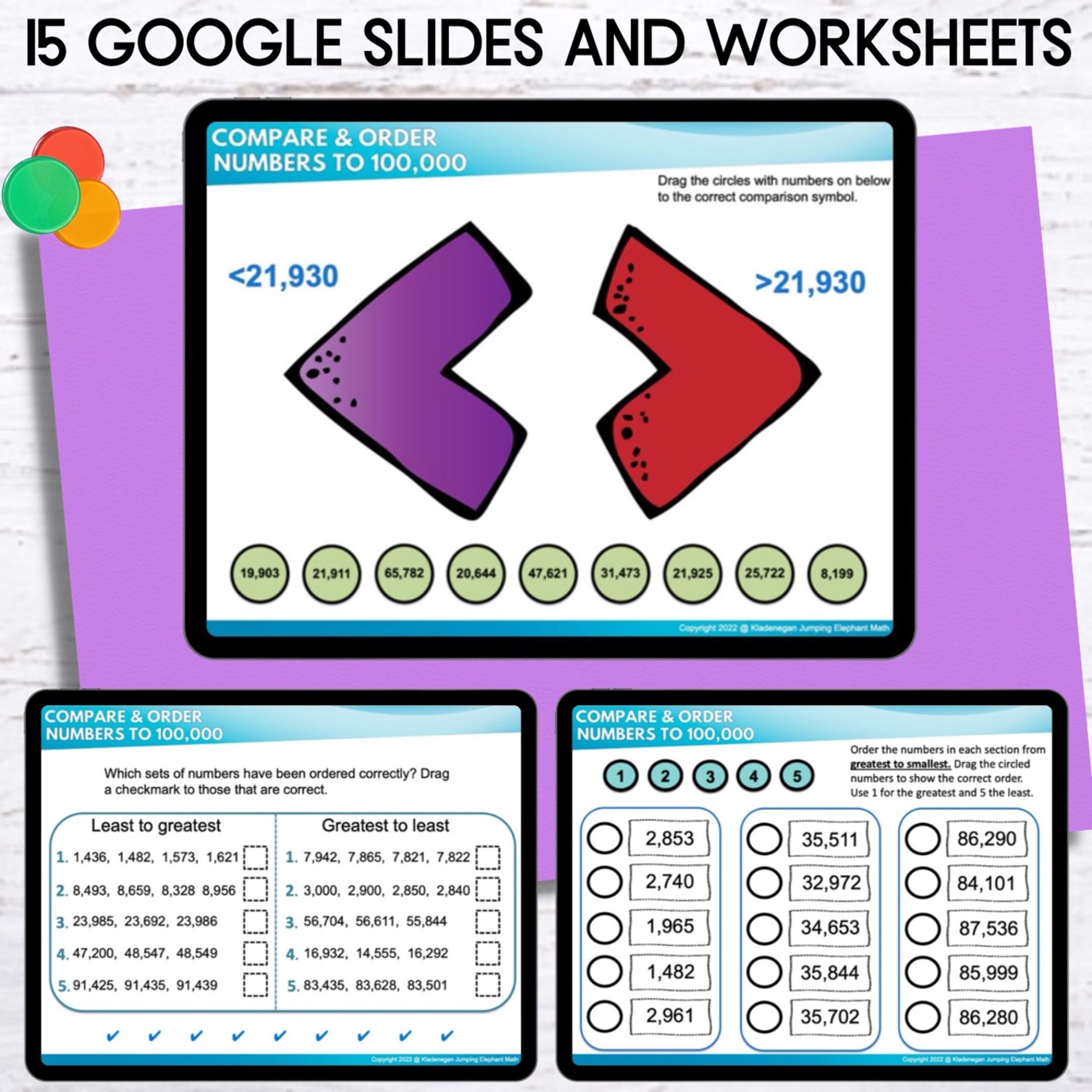 Comparing and Ordering Numbers to 100,000 Google Slides and Worksheets ...